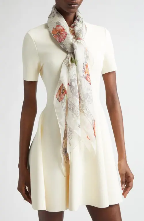 Alexander McQueen Spider Floral Silk Twill Chiffon Scarf