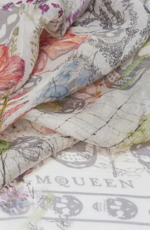 Alexander McQueen Spider Floral Silk Twill Chiffon Scarf