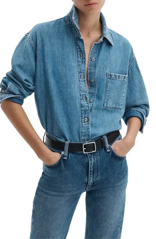 Rag & Bone Connie Featherweight Denim Button-up Shirt - Everglade