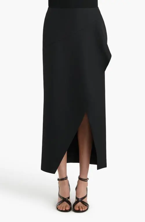 Khaite Jaia Asymmetric Wool Skirt - Black