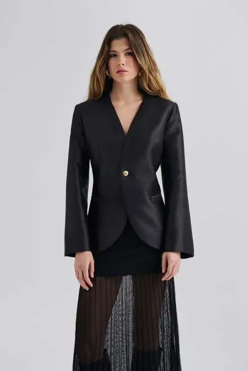 MALINA Nori Fitted Heavy Satin Blazer