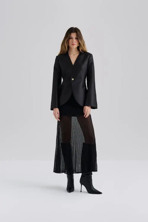 MALINA Nori Fitted Heavy Satin Blazer
