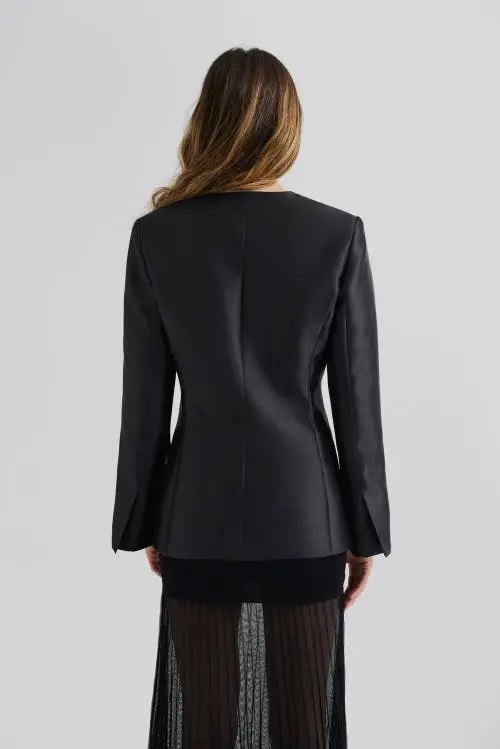 MALINA Nori Fitted Heavy Satin Blazer