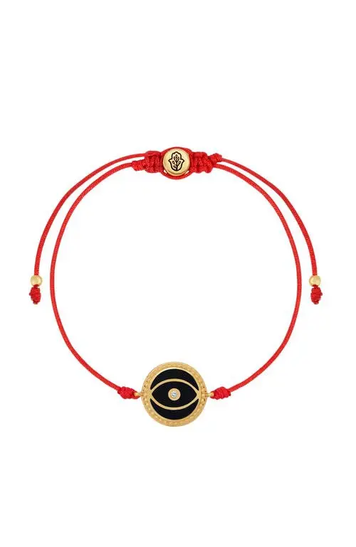 KARMA AND LUCK Black Onyx Evil Eye Red String Bracelet - Red/black