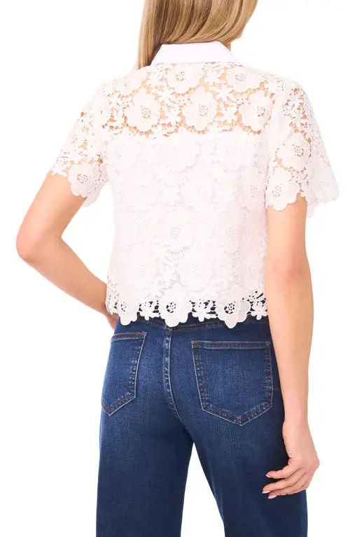 CECE DUPRAZ Floral Lace Button-up Shirt - Ultra White