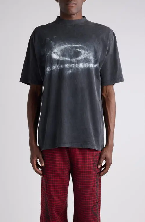 Balenciaga Fit Loop Sports Icon Graphic T-shirt - Washed Black/white