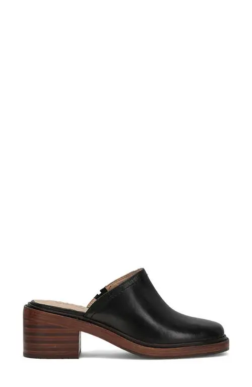 THE FRYE COMPANY Leather Mule With Stacked Heel - Black