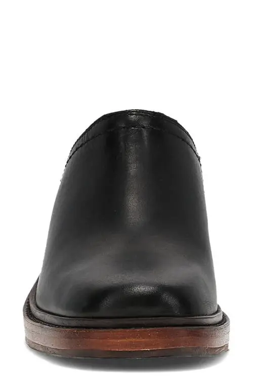 THE FRYE COMPANY Leather Mule With Stacked Heel - Black