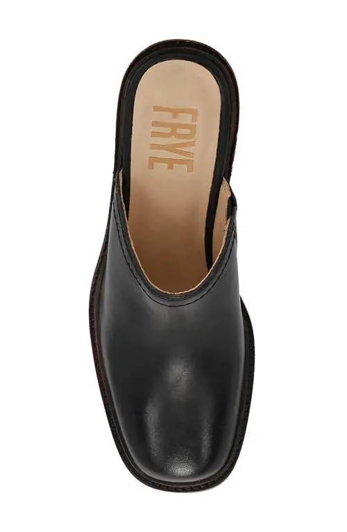 THE FRYE COMPANY Leather Mule With Stacked Heel - Black