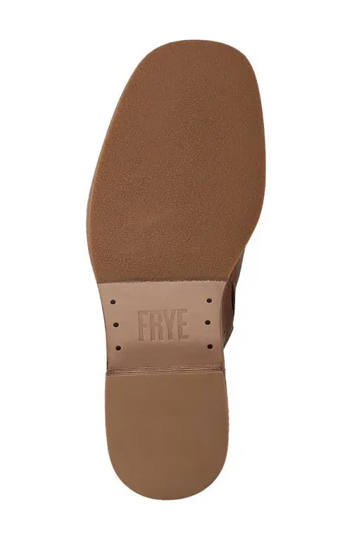 Frye Leather Mule With Stacked Heel - Saddle