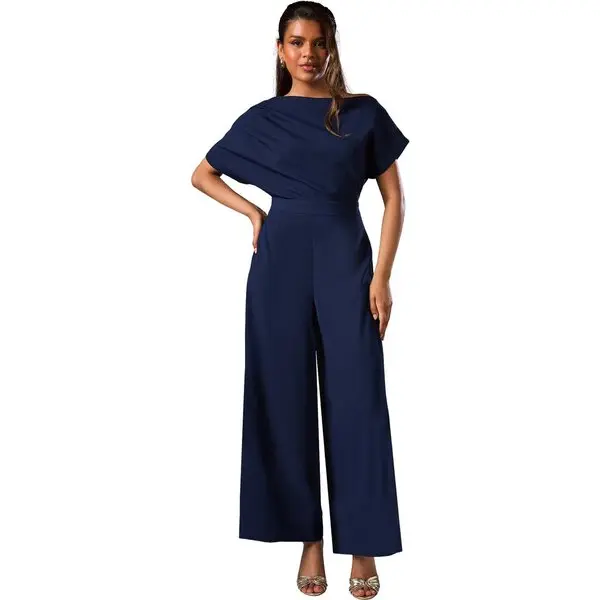 Coast Petite Pleat Off-the-shoulder Jumpsuit - Navy