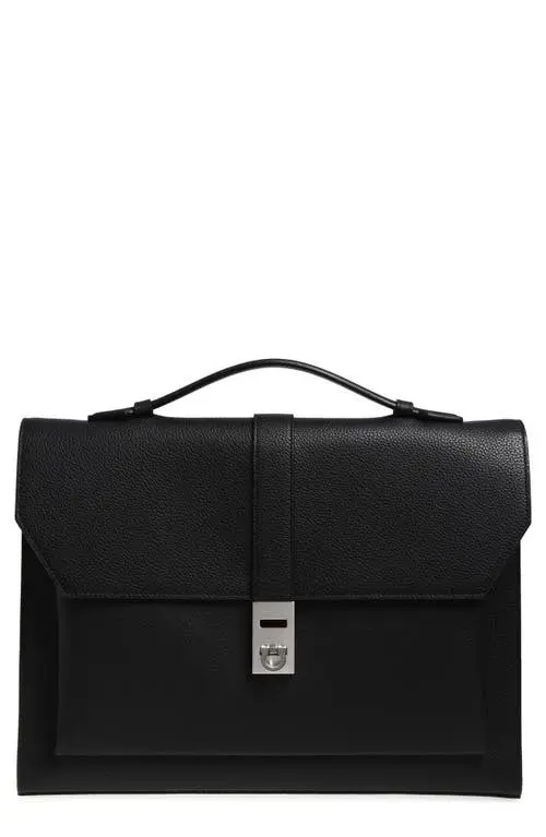 FERRAGAMO Twins Leather Top Handle Messenger Bag - Nero Nero Nero