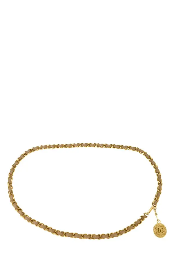 Chanel Leather Chain Belt - Beige