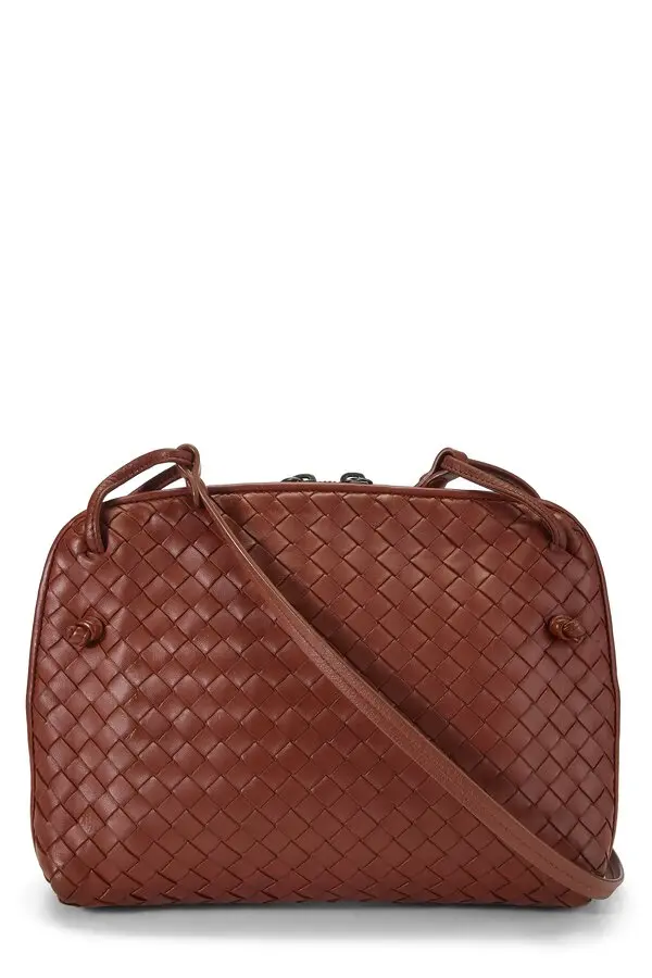 Bottega Veneta Intrecciato Leather Nodini Crossbody - Brown