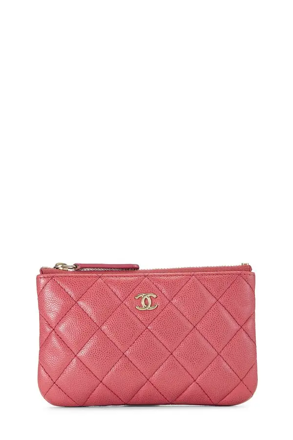 Chanel Quilted Caviar O Case Zip Pouch - Pink