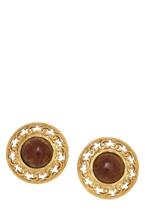 Chanel Gripoix Button Earrings - Gold