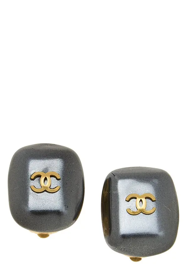 Chanel Stone 'cc' Clip-on Earrings - Gold