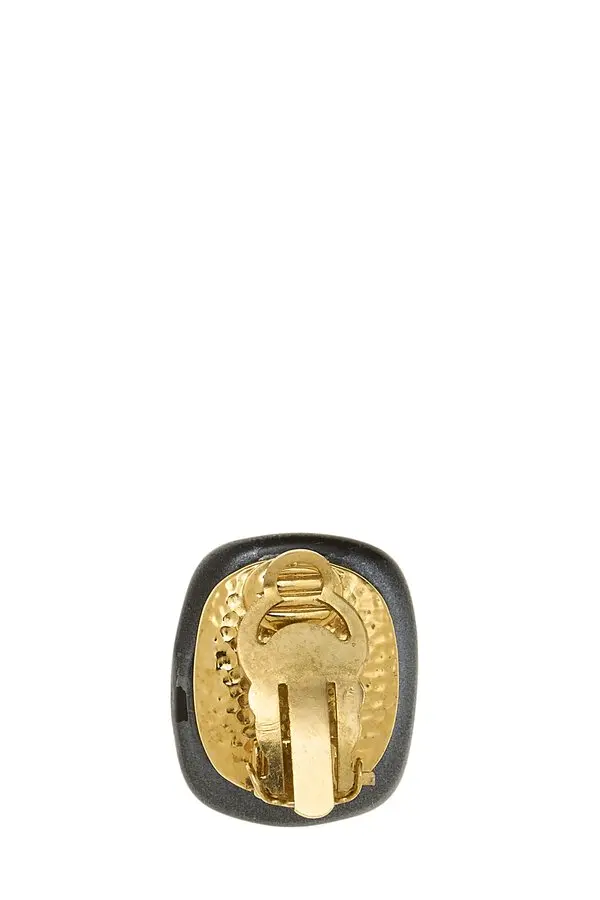 Chanel Stone 'cc' Clip-on Earrings - Gold