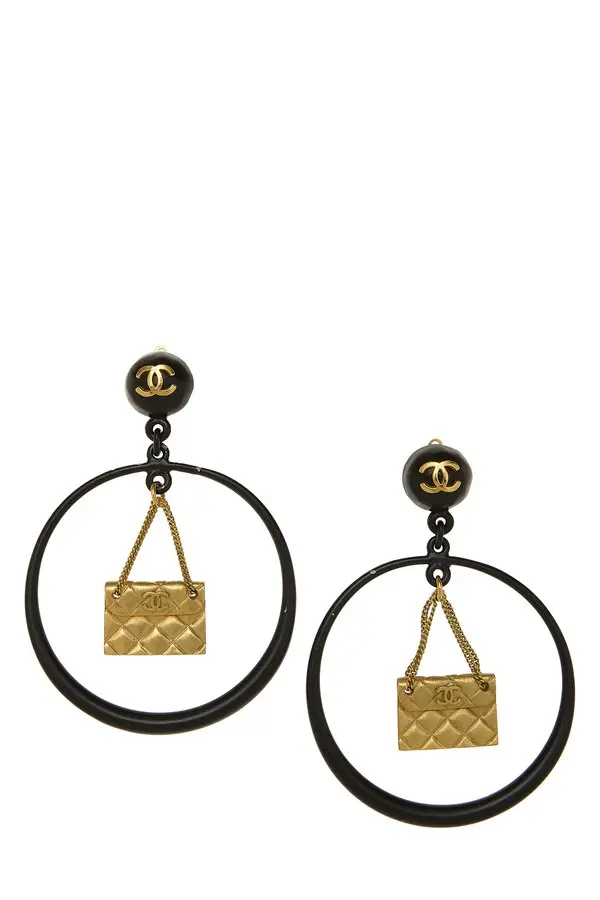Chanel Hoop Earrings - Black