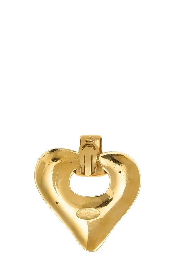 Chanel Cc Heart Dangle Earrings