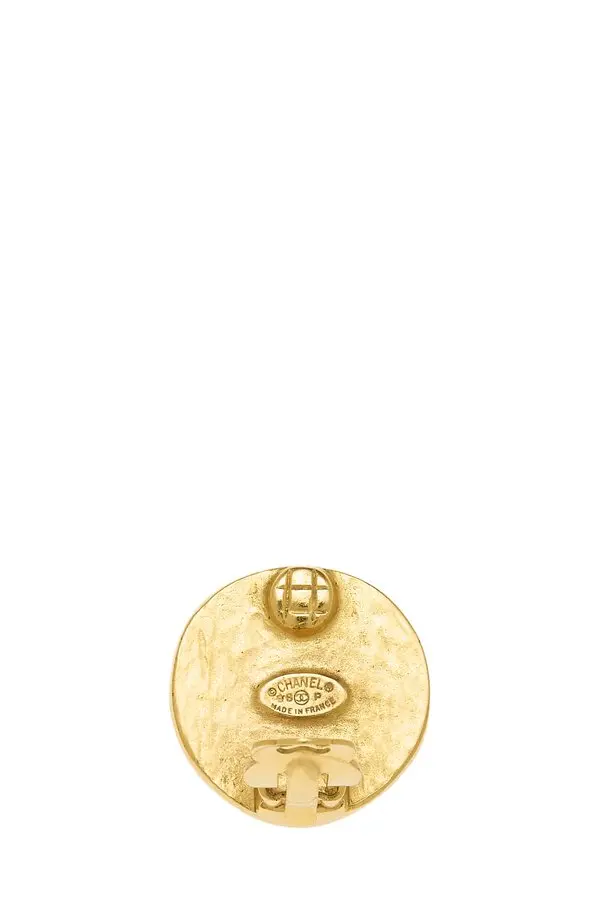 Chanel Button Earrings - Gold