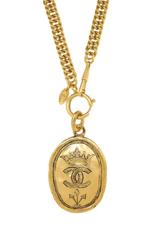 Chanel Vintage 'cc' Crown Pendant Necklace