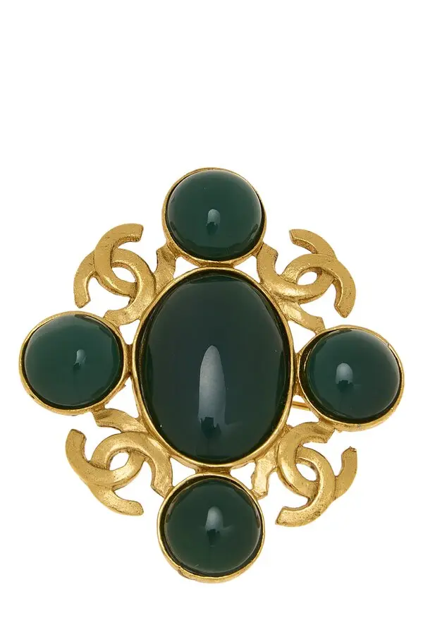 Chanel Gripoix Brooch - Green