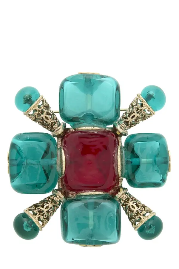 Chanel Gripoix Brooch - Green