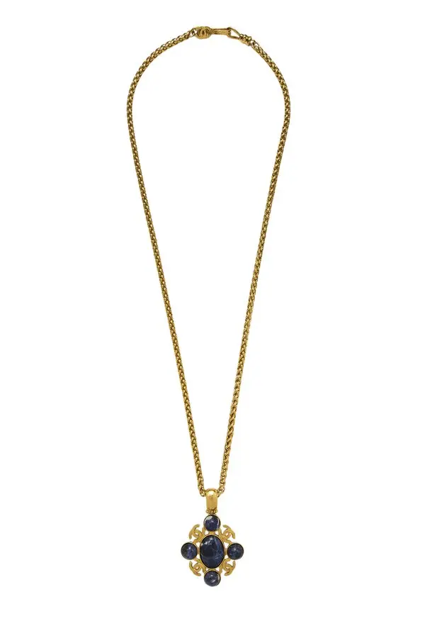 Chanel Gripoix Pendant Necklace - Blue