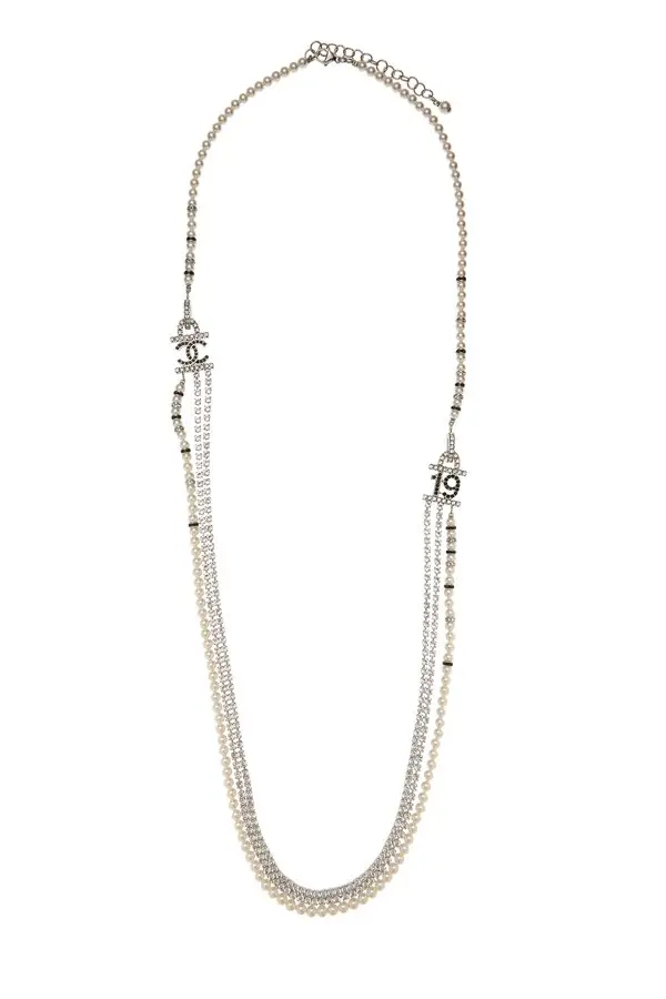 Chanel Faux Pearl Multi-strand Necklace - Silver