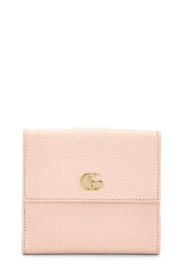 Gucci Grained Gg French Flap Wallet - Pink