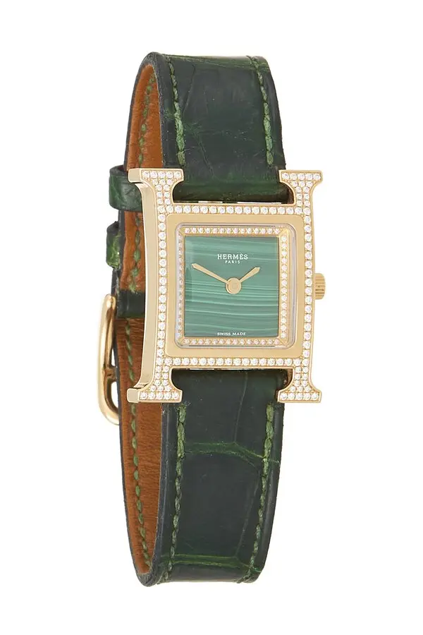 Hermès Rose Gold Heure H Watch - Green