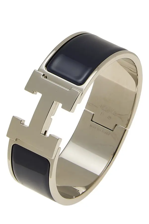 Hermès Enamel Clic-clac 'h' Bracelet - Navy
