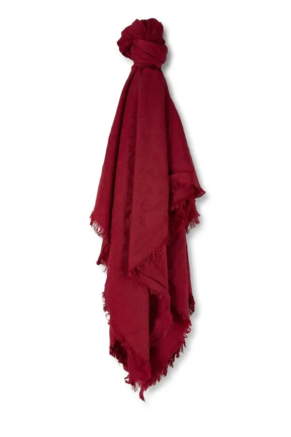 LOUIS VUITTON Monogram Silk Shawl - Red