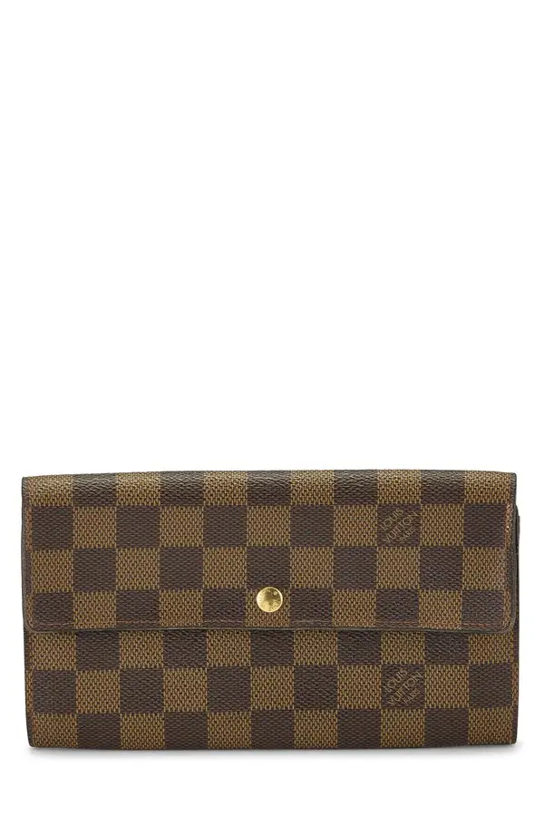 LOUIS VUITTON Damier Ebene Canvas Porte Monnaie Credit - Brown