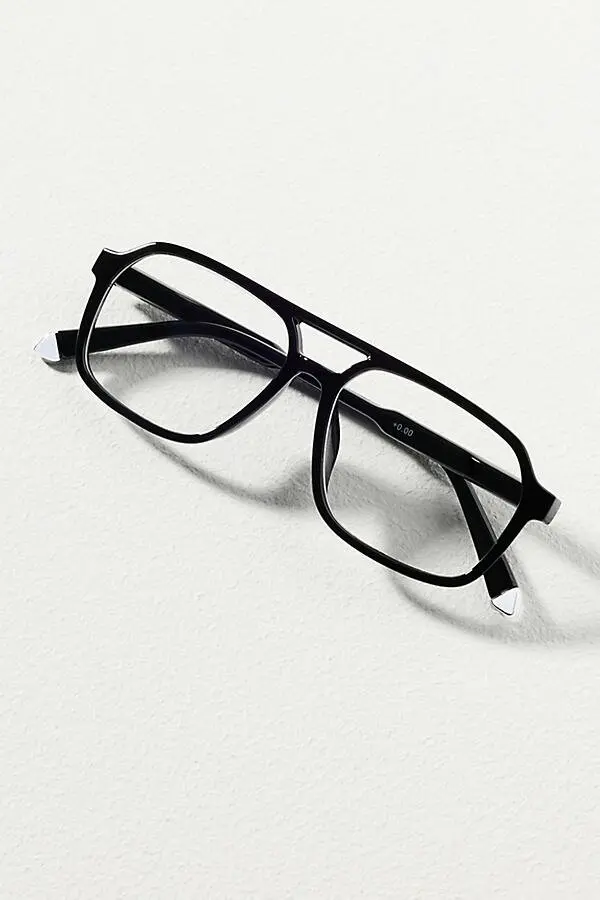 ELITE EYEWEAR Flat-top Aviator Blue Light Readers - Black