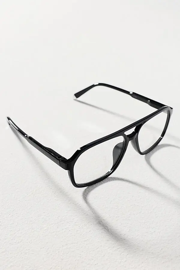 ELITE EYEWEAR Flat-top Aviator Blue Light Readers - Black