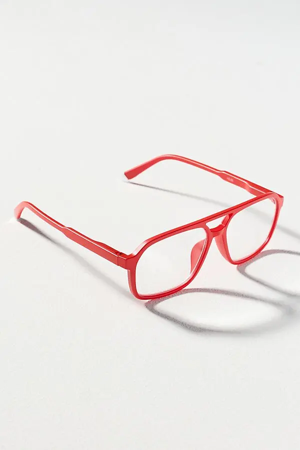 ELITE EYEWEAR Flat-top Aviator Blue Light Readers - Red