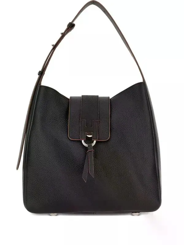 Hogan Grained Leather Shoulder Bag - Black