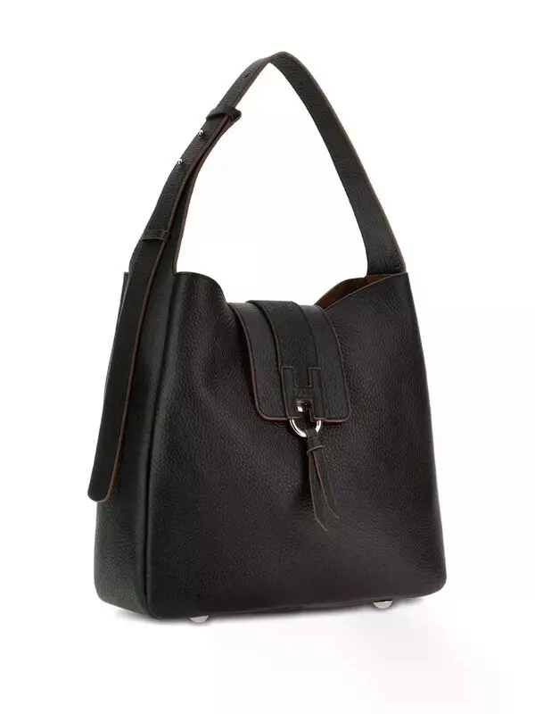 Hogan Grained Leather Shoulder Bag - Black