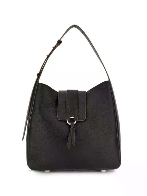 Hogan Grained Leather Shoulder Bag - Black