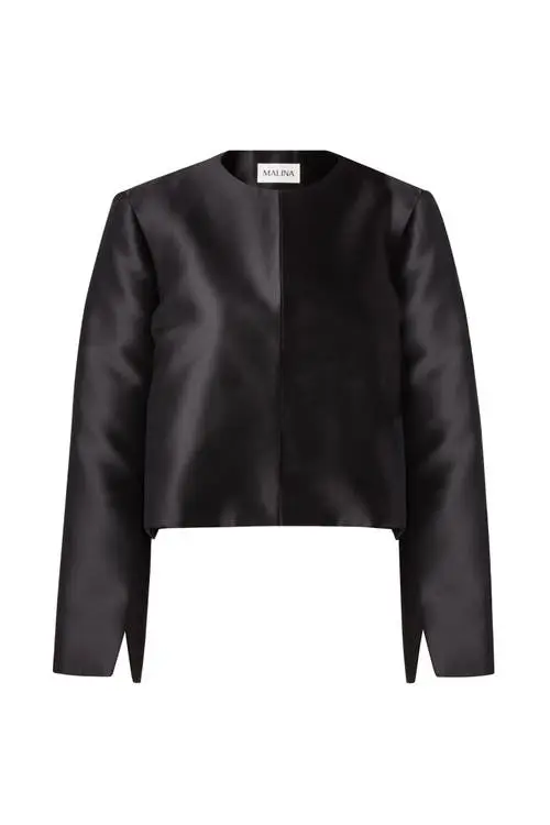 MALINA Ruthie Cropped Long Sleeve Blouse - Black