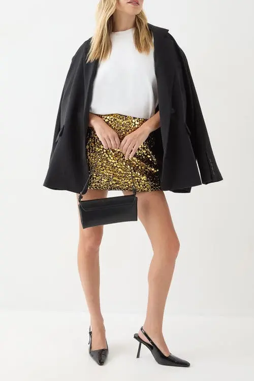 MISSPAP Sequin Embellished Mini Skirt