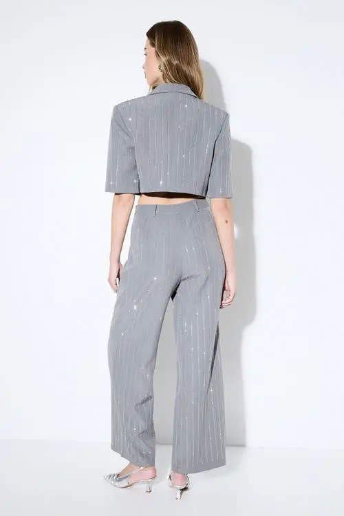 MISSPAP Embellished Straight Leg Trousers