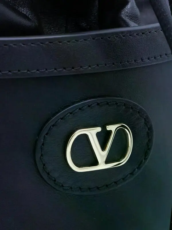 Valentino Garavani Logo-buckle Bucket Bag - Black