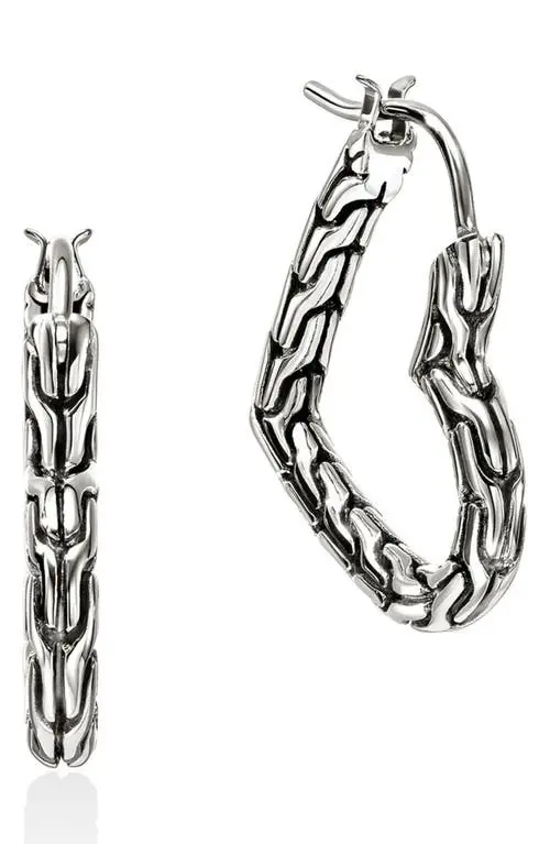 John Hardy Essentials Heart Hoop Earrings - Silver