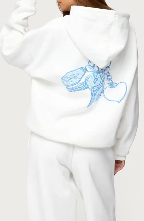 EDIKTED Keychain Graphic Hoodie - White