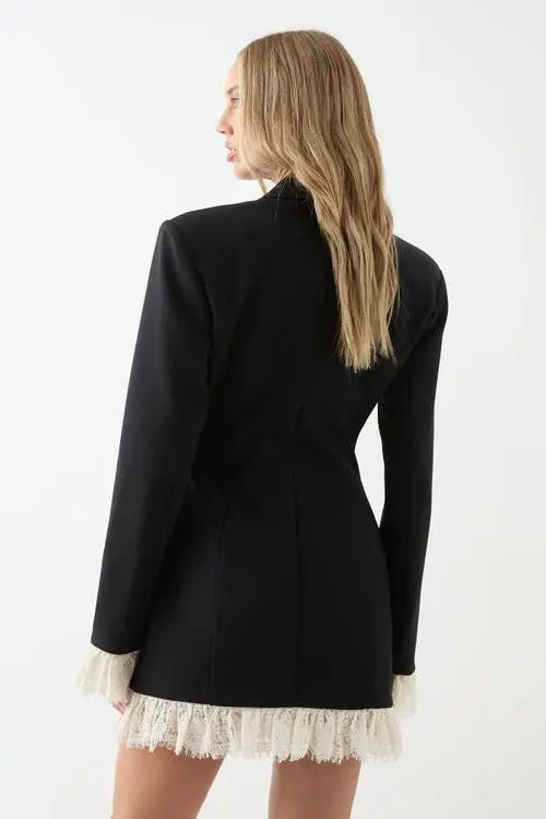 MISSPAP Lace Hem Tailored Blazer Dress
