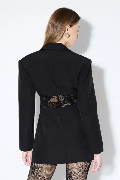 MISSPAP Lace Inserted Corset Blazer Dress