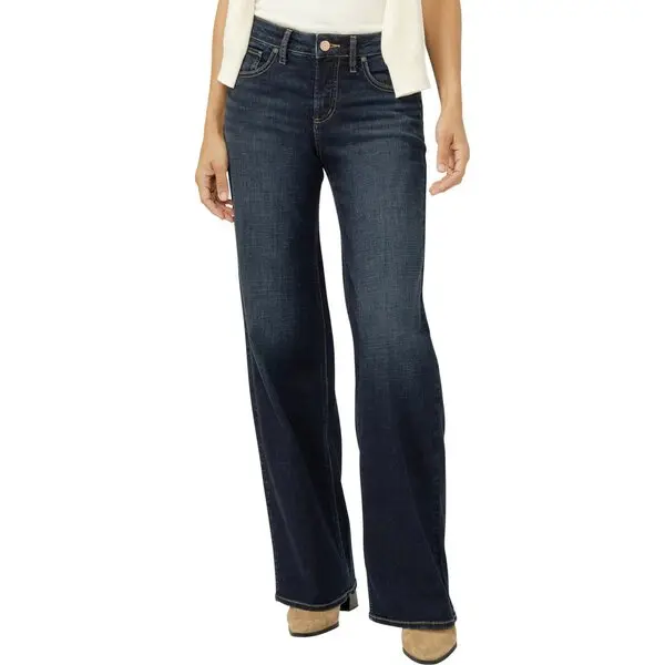 SILVER JEANS CO. Suki Curvy Mid Rise Wide Leg Jeans